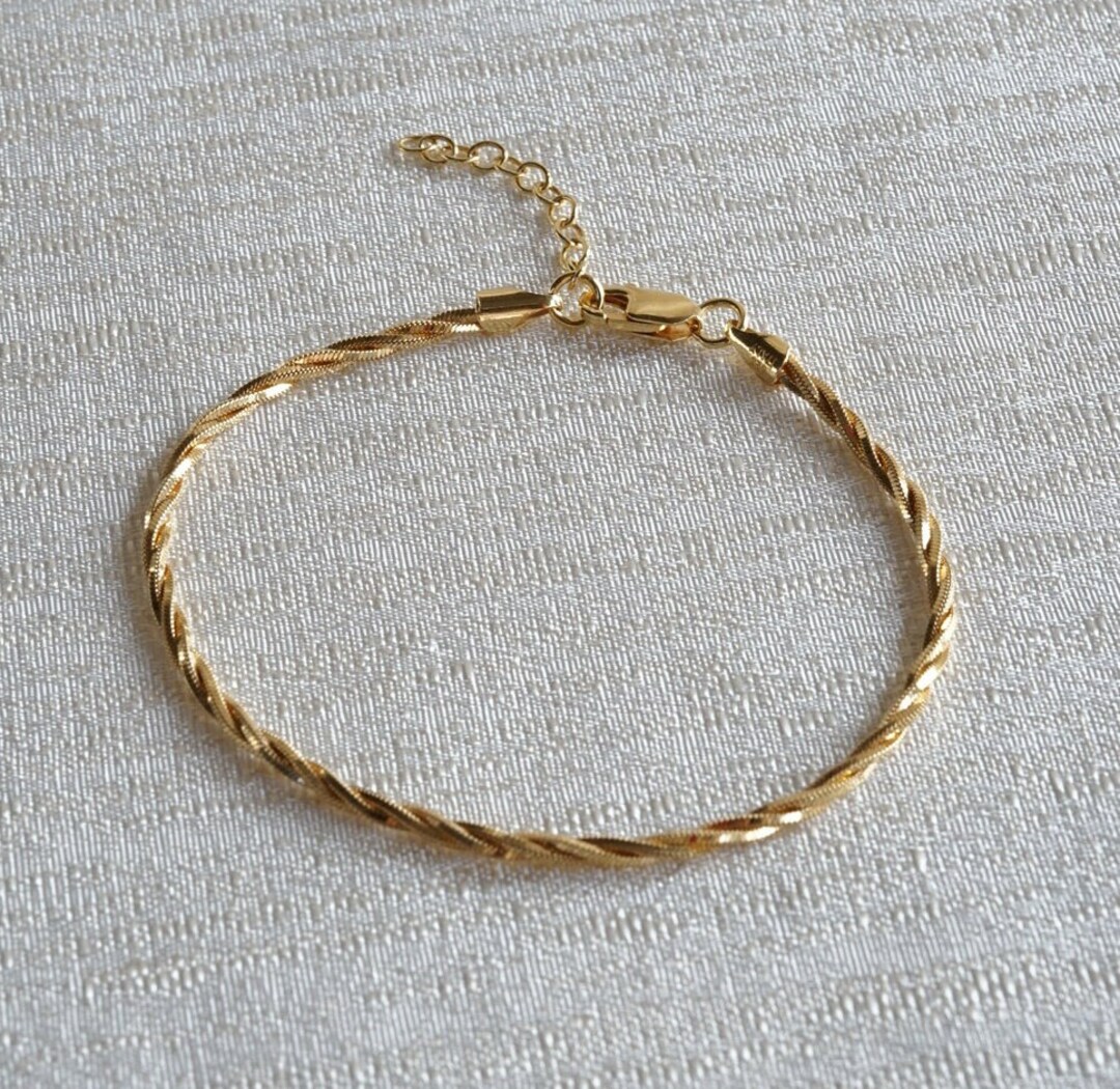 Gold Vermeil Rope Chain Bracelet, Sterling Silver Twist Chain Bracelet ...