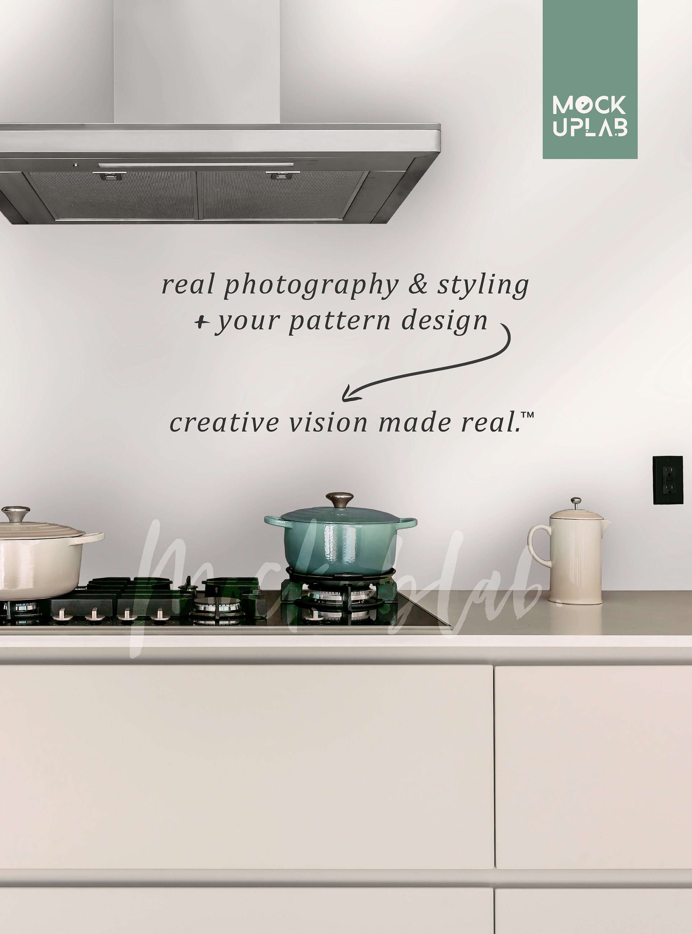 REAL PHOTO Mock up - Kitchen Wall Backsplash Mockup for Wallpaper ...