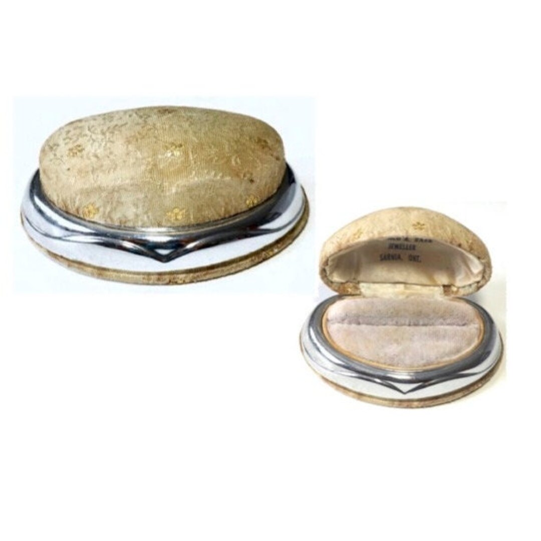 Vintage Double Ring Box | Art Deco Style Brocade Covered Jewellery Case ...