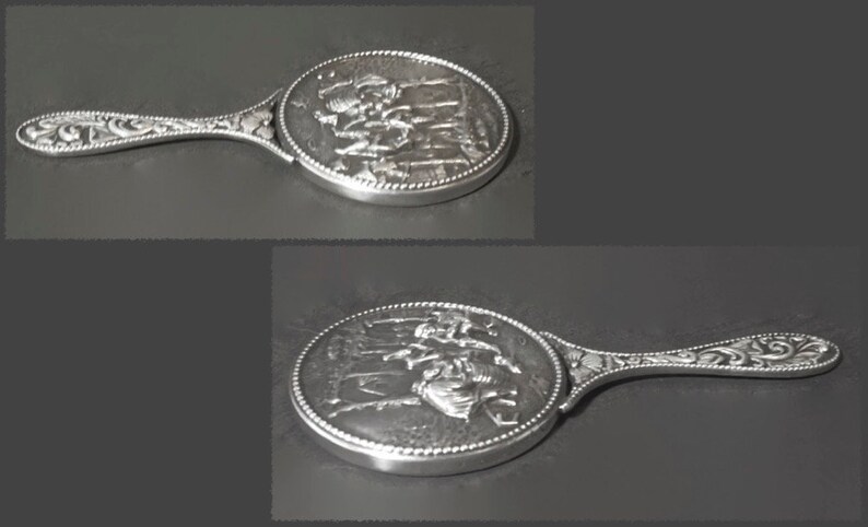 Vintage Hans Jensen Danish Silver Plate Repousse Mirror With Whale ...