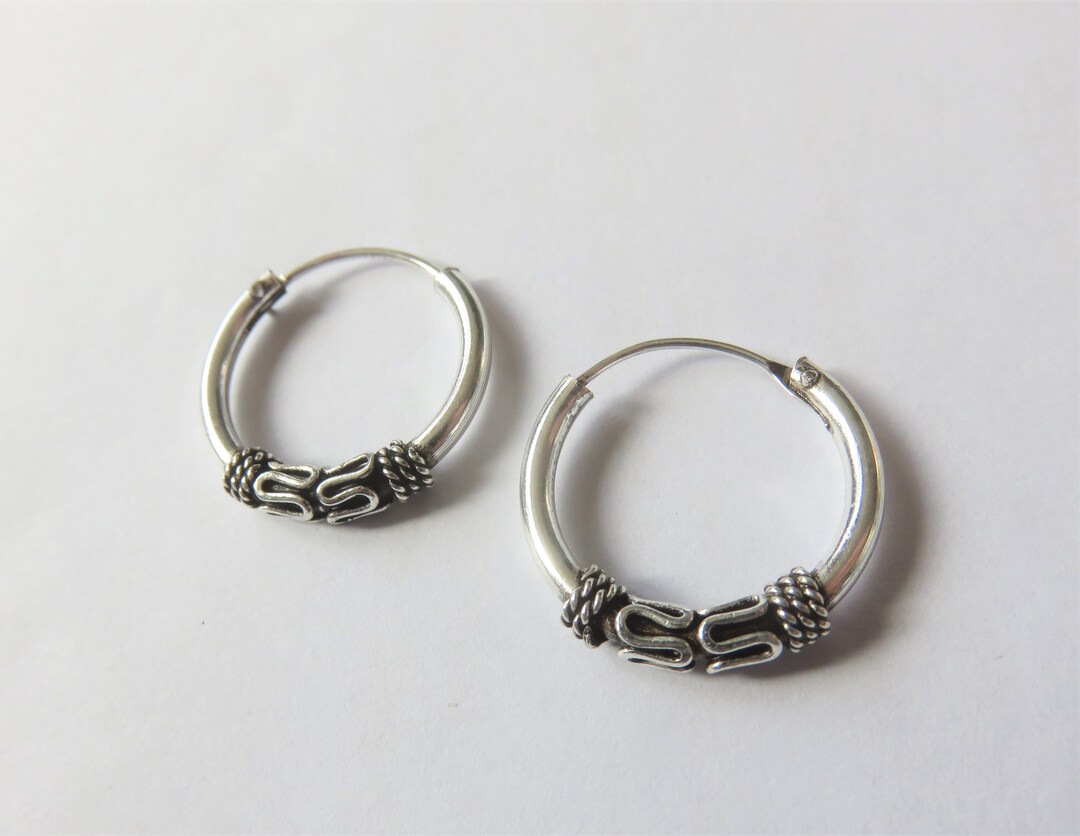 Bali Style Silver Creoles, 18mm, Thick - Etsy