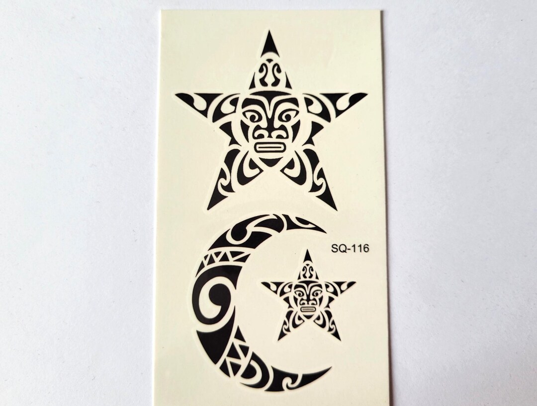 Temporary Tattoo, Moon Star, Maori Style, 3 Tattoos/sheet - Etsy