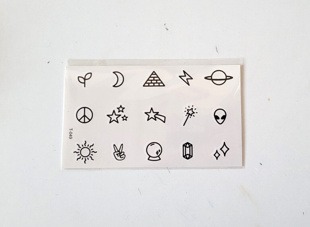 Mini Temporary Ephemeral Tattoos, Symbols, Black Monochrome - Etsy