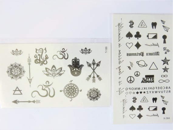 Mini Temporary Ephemeral Tattoo Symbols Monochrome Black - Etsy UK