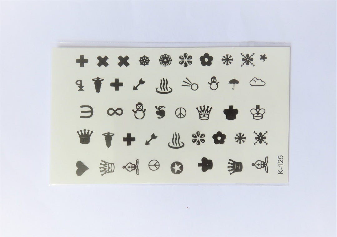 Mini Temporary Ephemeral Tattoo, Symbols, Black, Monochrome, 44 Tattoos ...