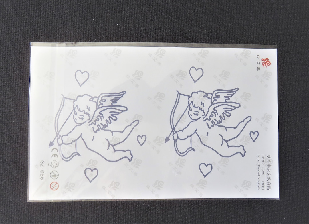 Large Long Lasting Tattoo, Jagua Gel, Eros, Cupid, God of Love, Sheet ...