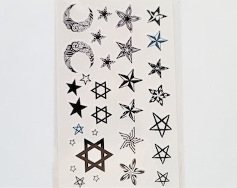 Colorful Star Temporary Tattoo Sticker set of 2 - Etsy