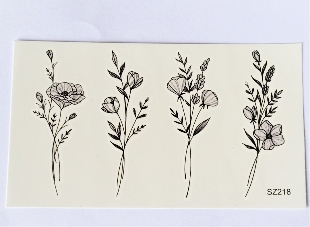 Temporary Temporary Tattoo, Flowers, Wildflowers, Poppies, 4 Tattoos/board - Etsy