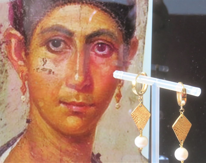 Antique Earrings, Inspired by Ancient Rome, Real Pearl, Gold or Silver ...