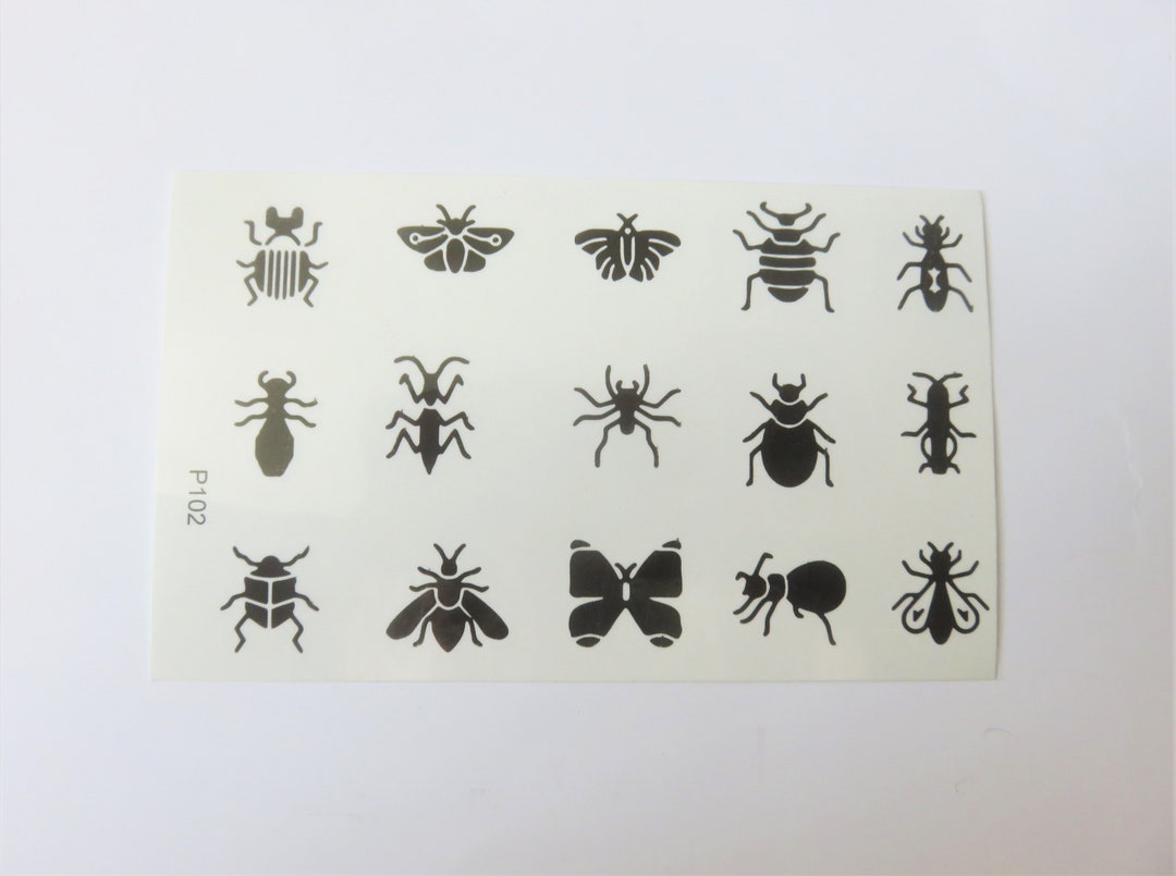 Mini Temporary Tattoos, Insects, Black, Monochrome, 15 Insects - Etsy