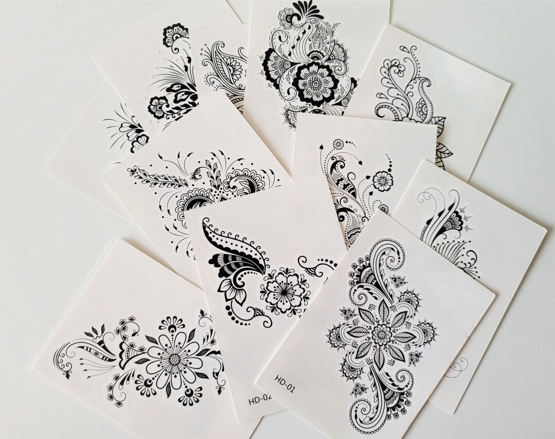 X4 Temporary Ephemeral Tattoos, Set of 4 Tattoos, 6 Different Sets ...
