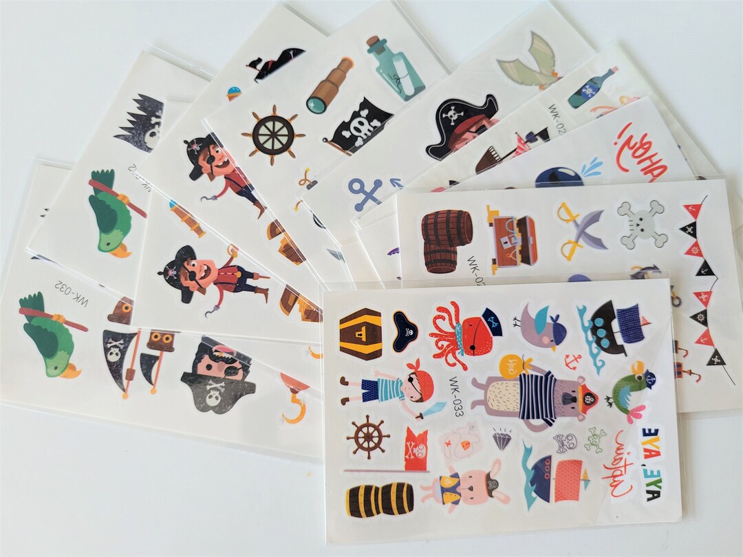 Temporary Tattoo for Children, Pirate Motif, Boy/girl, Color - Etsy