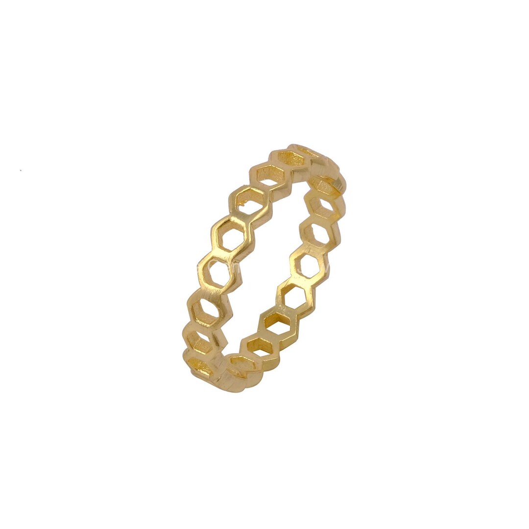 Hexagon Shape Ring for Women & Girls, Statement Solid Brass Ring ...