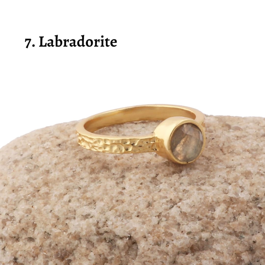 Round Shape Gemstone Ring, Gold Plated Statement Ring, Natural Onyx ...