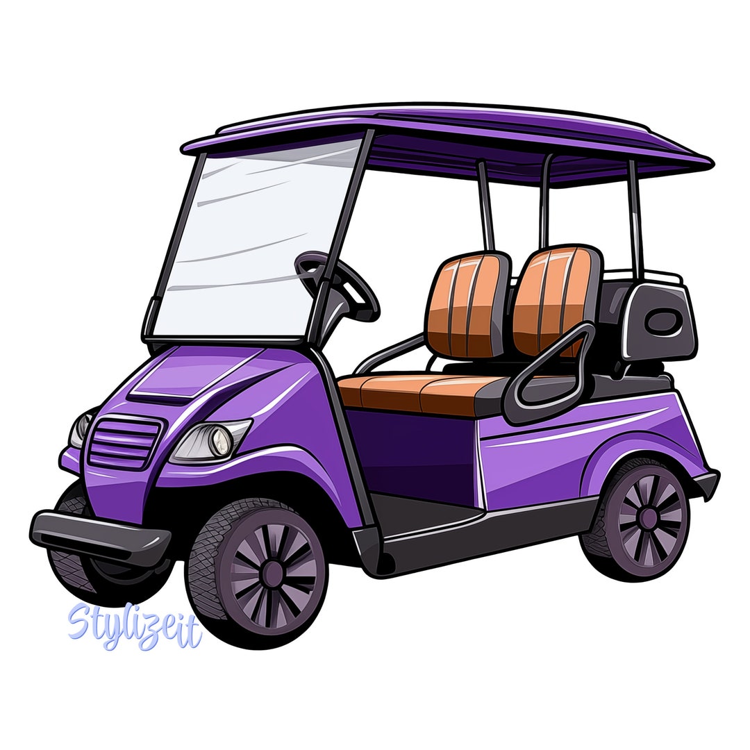 Purple Golf Art PNG | Golf Cart Design | Sublimation Designs Downloads ...