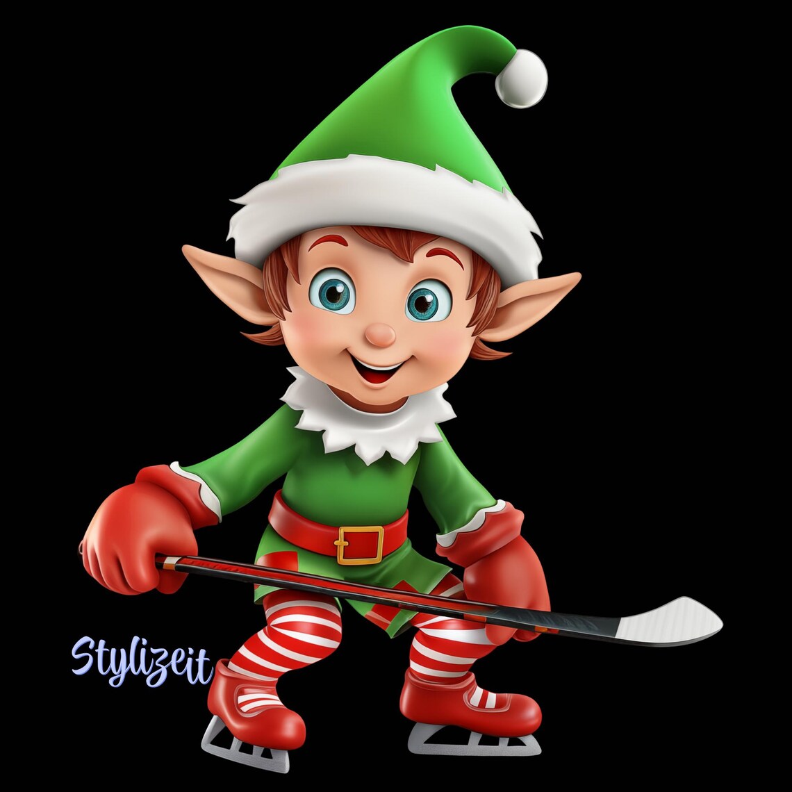 Festive Elf PNG Clipart, Hockey PNG, Christmas Sublimation Designs ...