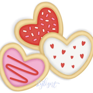 Kids Valentines Heart Cookies PNG | Valentines Day PNG | Digital ...