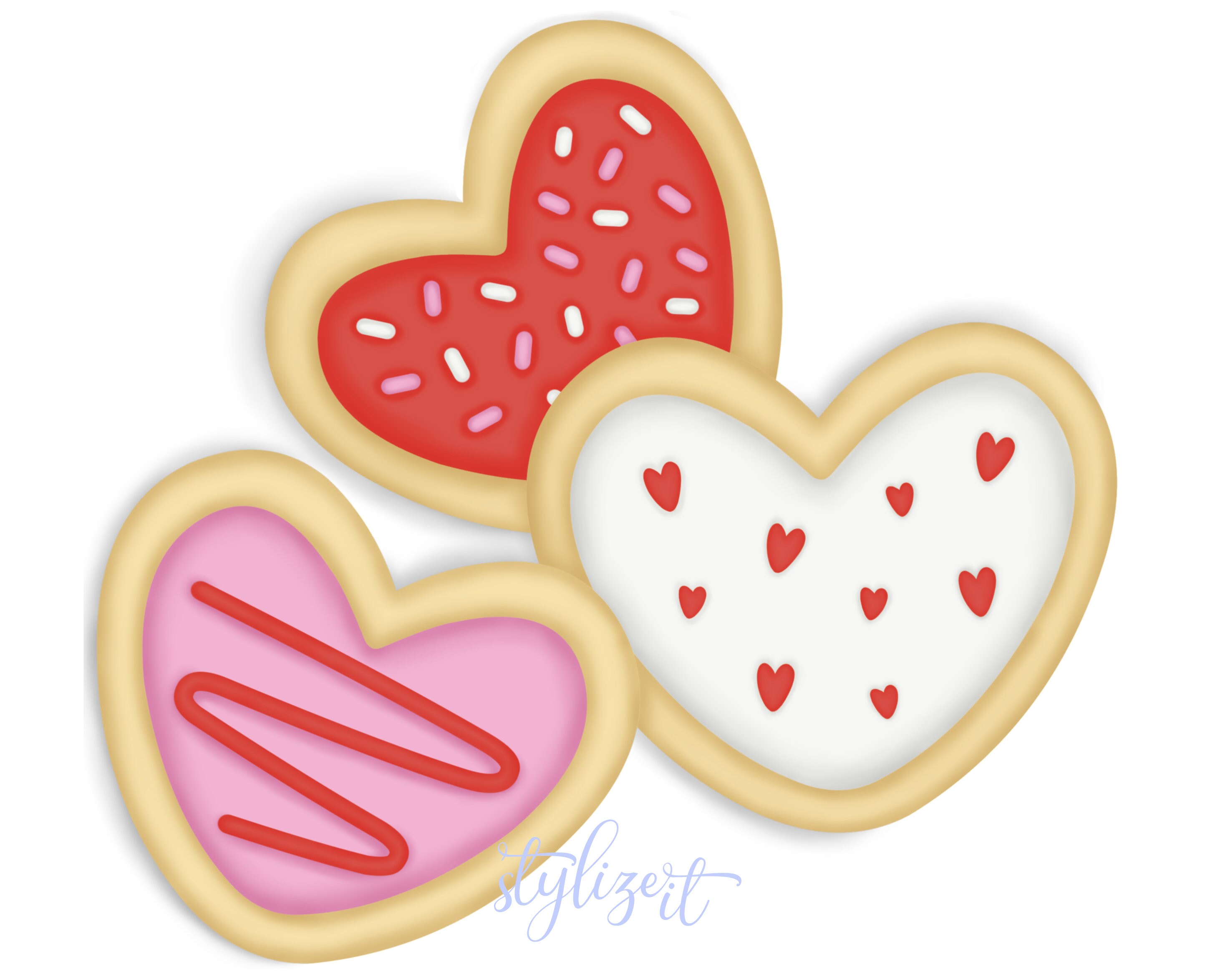Kids Valentines Heart Cookies PNG | Valentines Day PNG | Digital ...