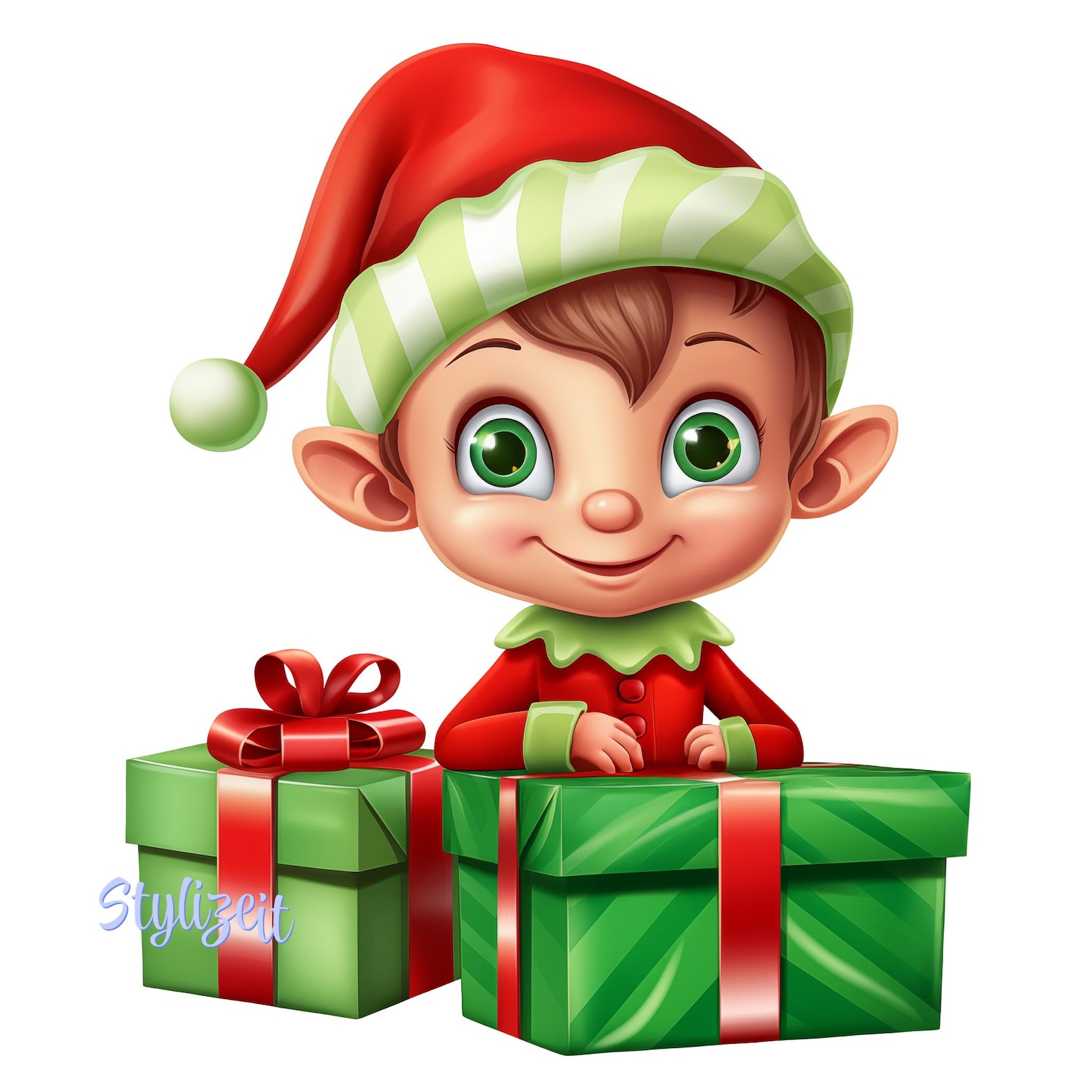 Festive 3D Elf PNG Clipart, Christmas Sublimation Designs, Instant ...