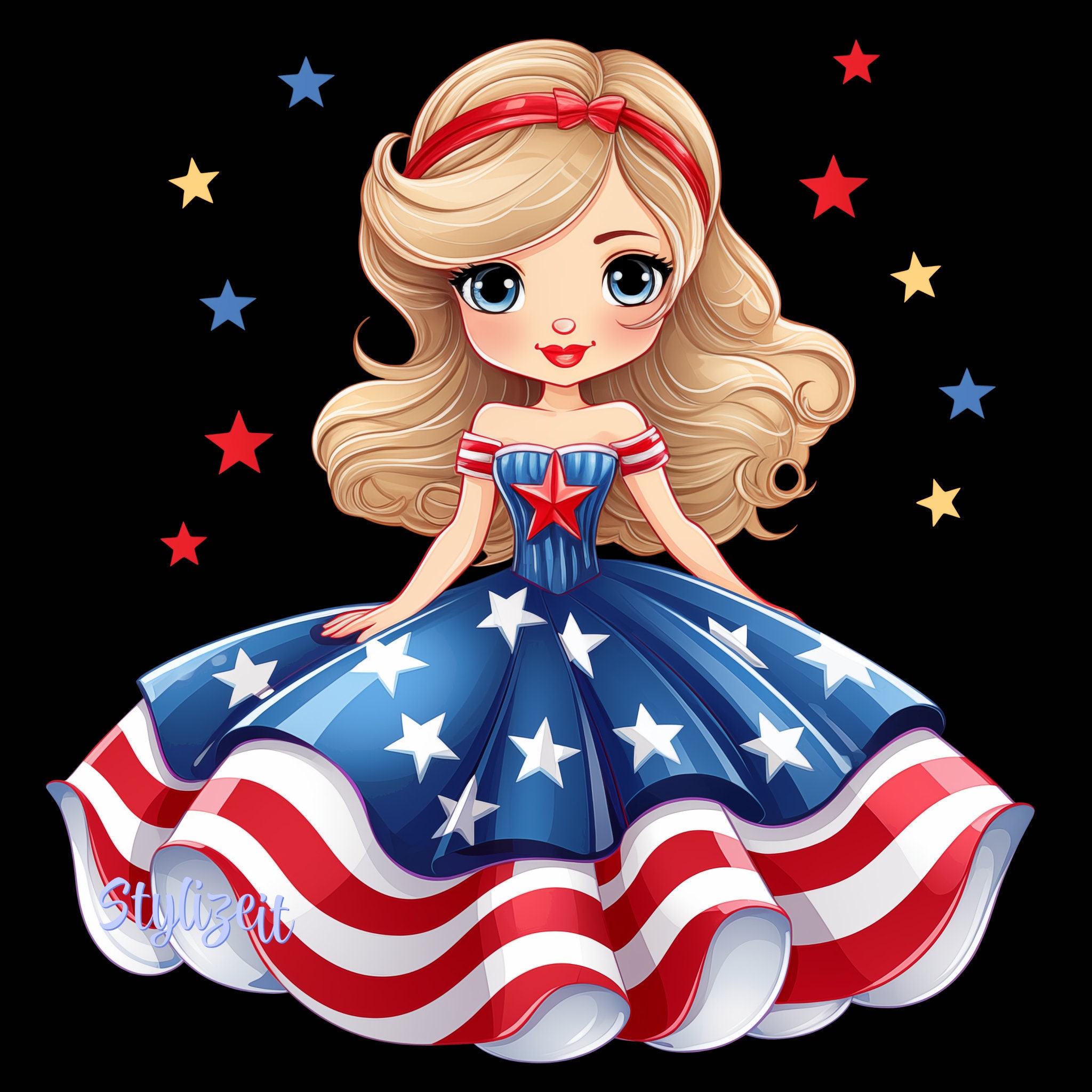 4th of July Princess PNG | Sublimation Designs Downloads | America PNG ...