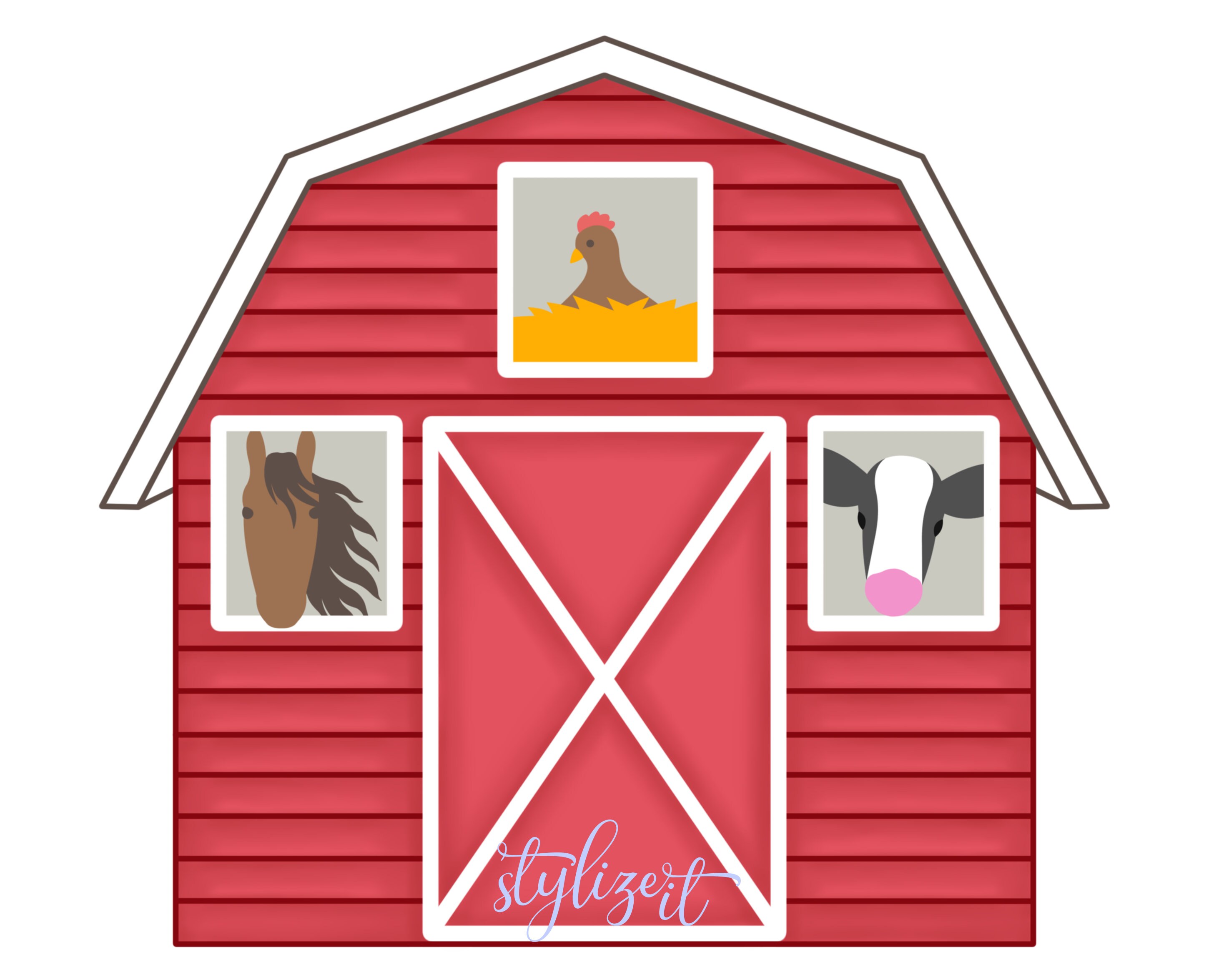 Kids Barn and Farm Animals PNG | Horse Cow Chicken | Sublimation ...