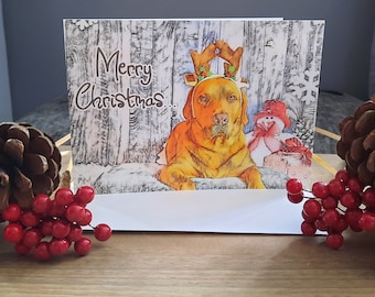Fox Red Lab Christmas Card - Etsy
