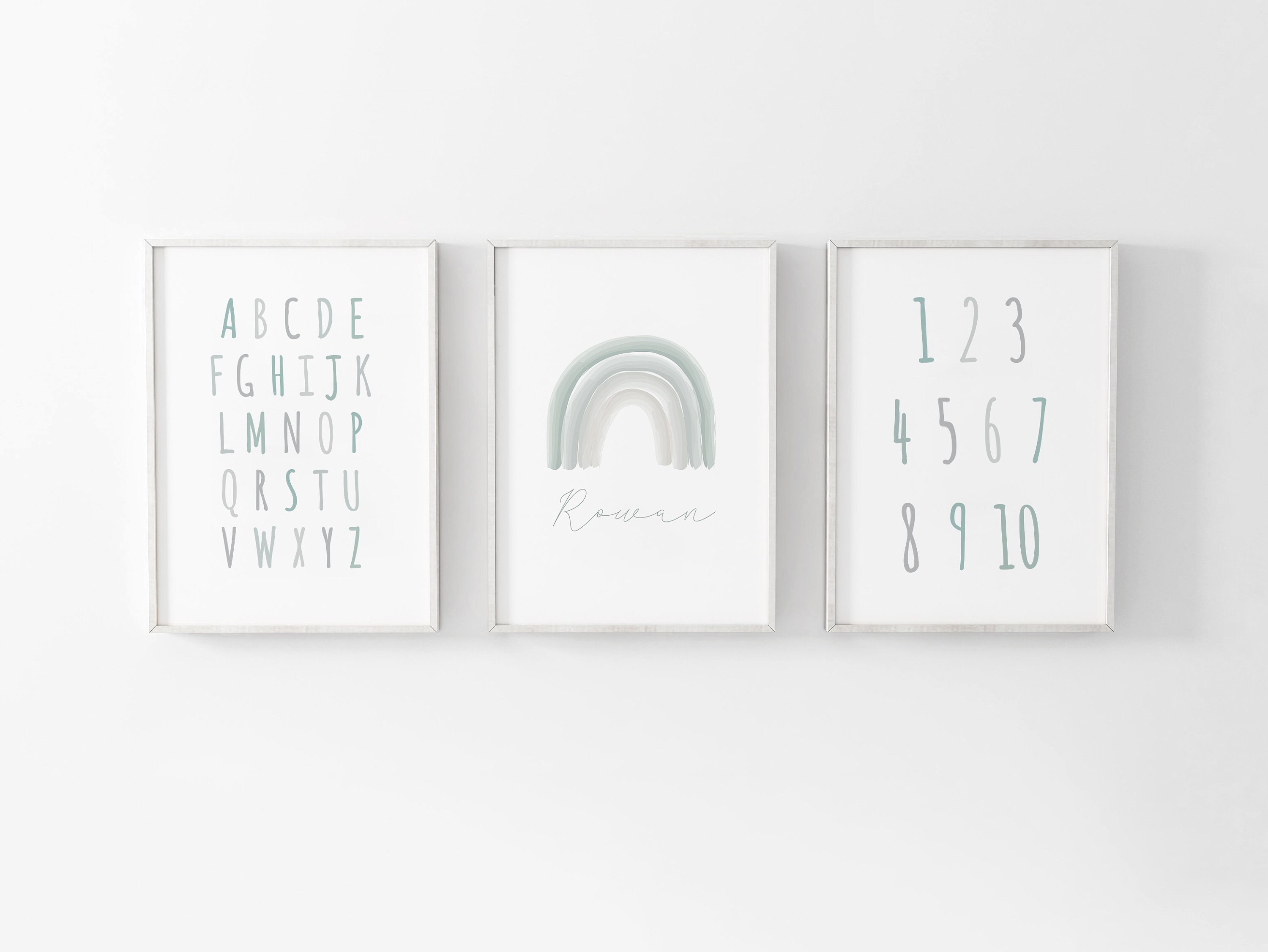 Neutral Rainbow Alphabet Prints Personalised Name Numbers - Etsy UK