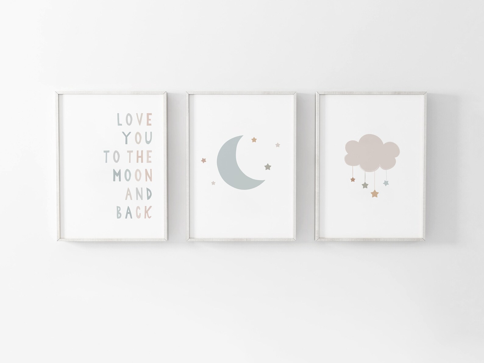 Gender Neutral Moon Stars Prints - Set of 3, Love You to the Moon and ...