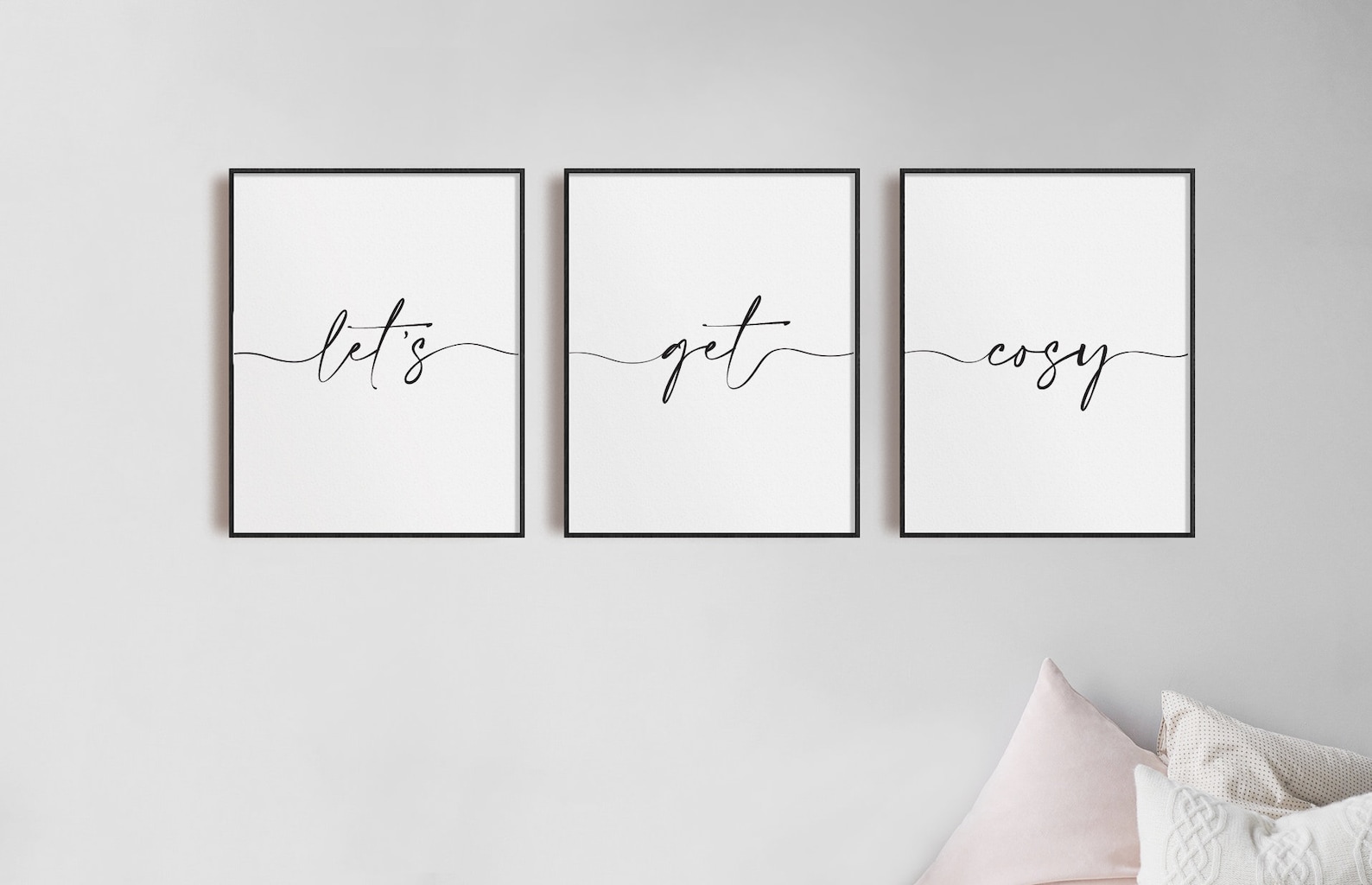 Lets Get Cosy Prints, Set of 3, Bedroom Print, Home Prints, Love Print ...