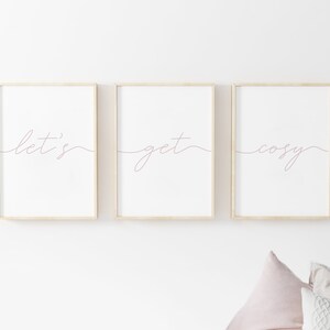 Let's Get Cosy Prints, Set of 3, Living Room Wall Art, Bedroom Prints ...