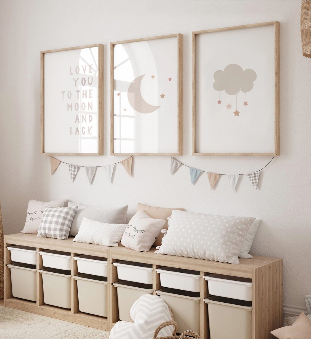 Gender Neutral Moon Stars Prints - Set of 3, Love You to the Moon and ...
