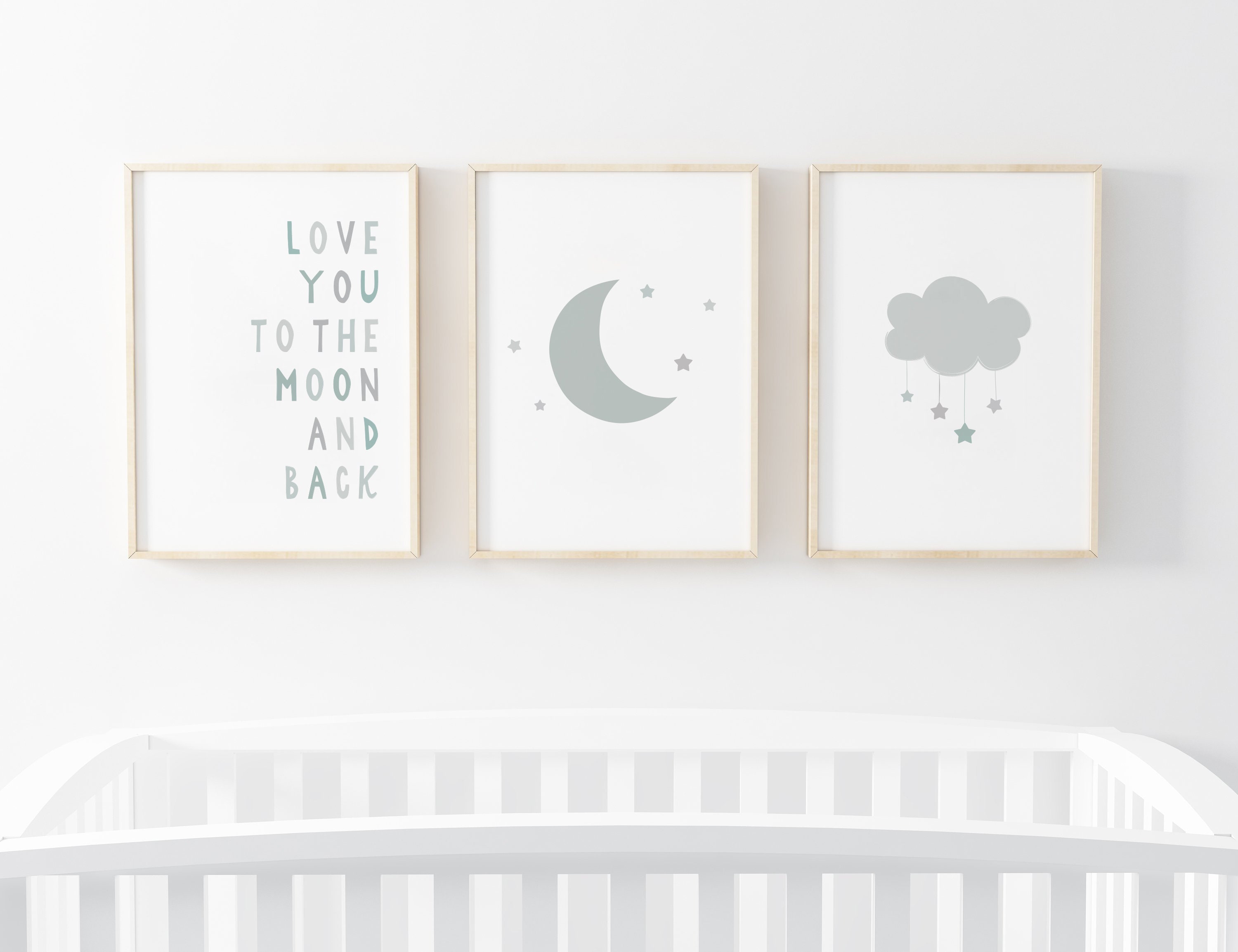 Gender Neutral Moon Stars Prints - Set of 3, Love You to the Moon and ...