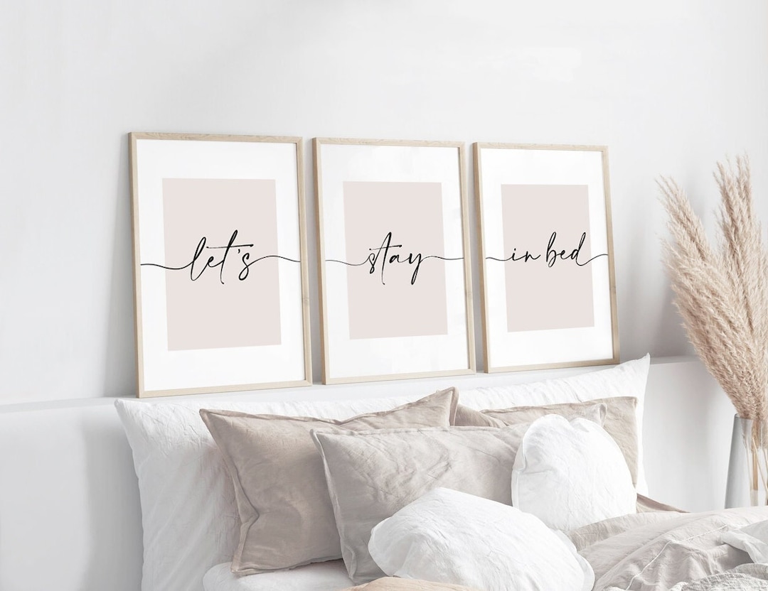 Lets Stay in Bed Prints, Set of 3, Bedroom Print, Home Prints, Love ...