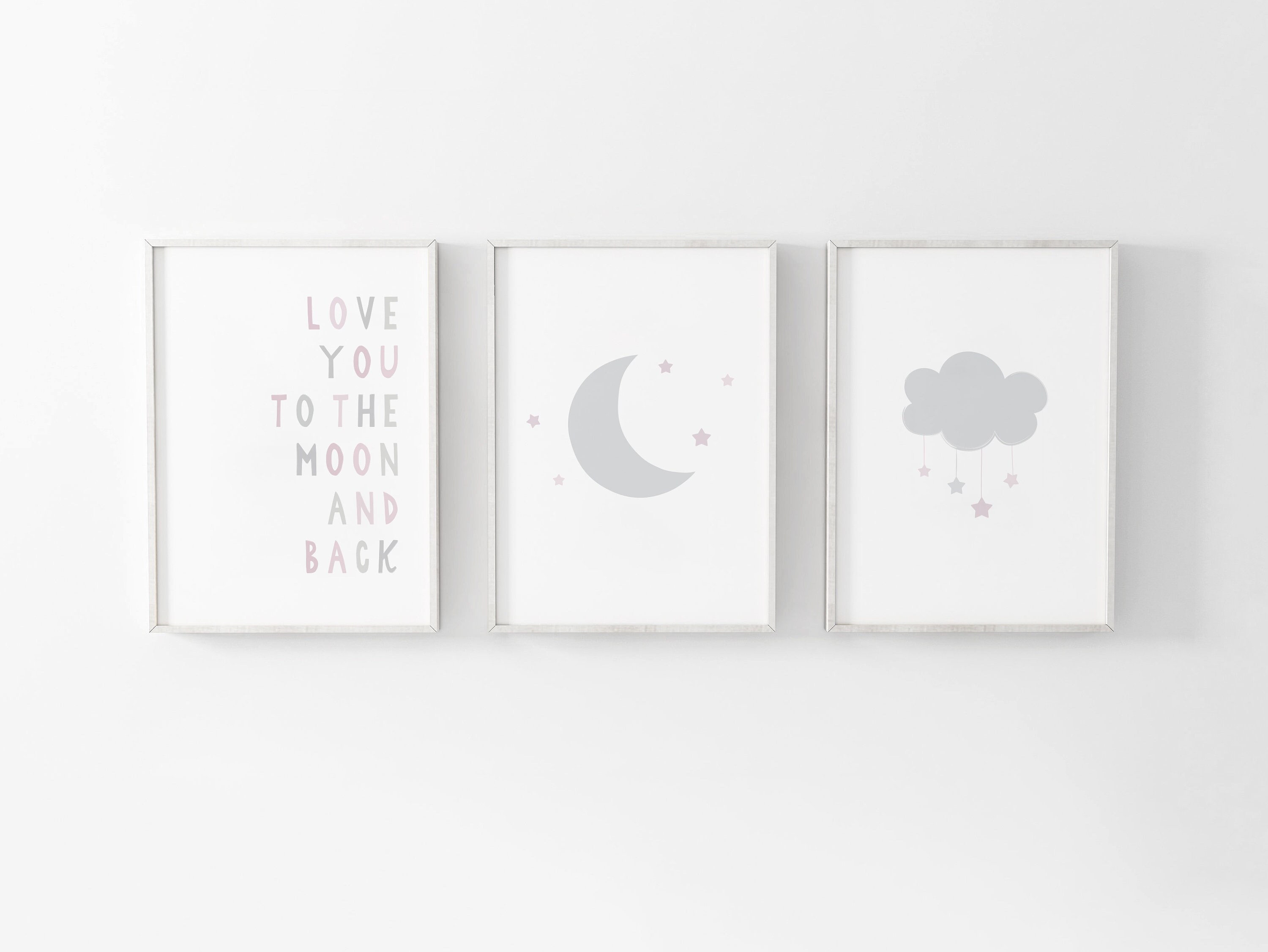 Gender Neutral Moon Stars Prints - Set of 3, Love You to the Moon and ...