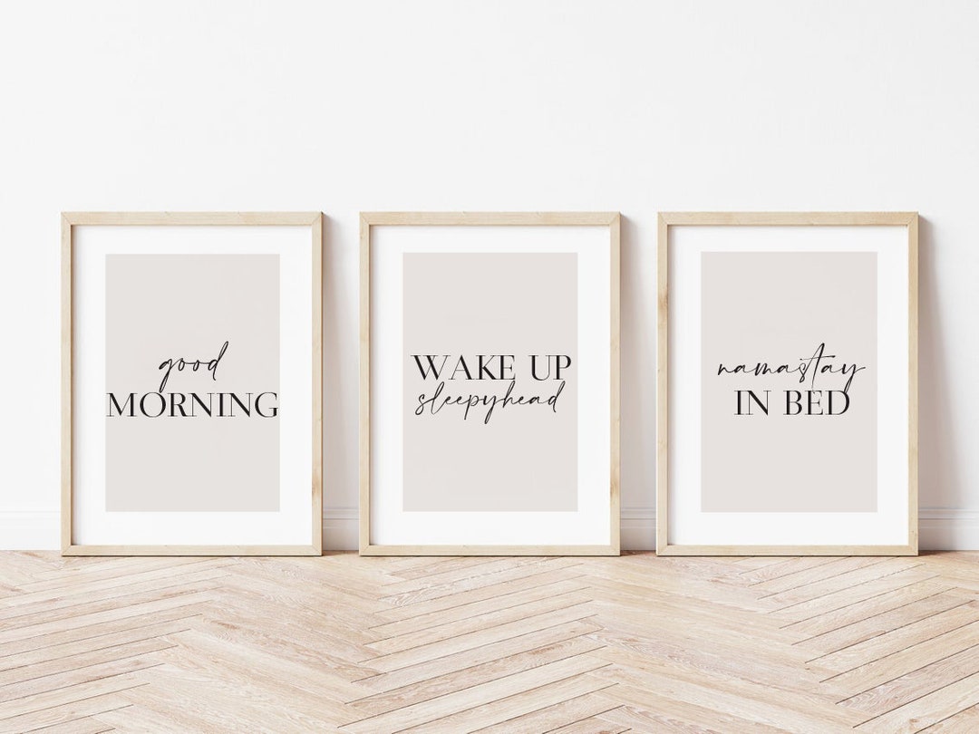Neutral Bedroom Prints, Good Morning Prints, Set of 3, Bedroom Prints ...