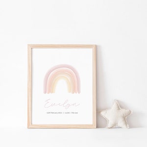 Neutral Rainbow Alphabet Prints, Set of 6, Personalised Name, Numbers ...