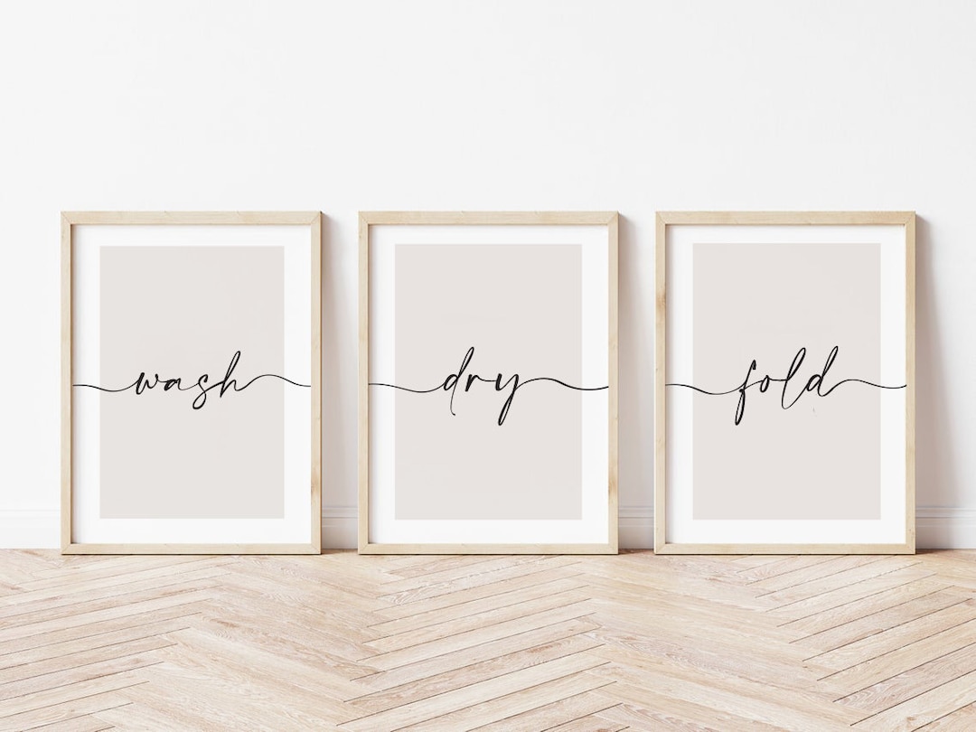 Laundry Room Prints, Wash Dry Fold, Set of 3, Kitchen Wall Art, Utility ...
