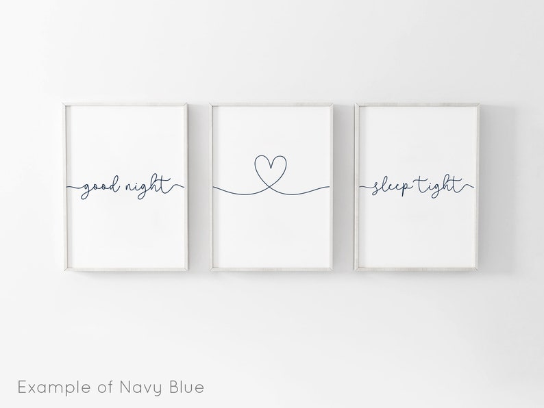 Good Night Sleep Tight Heart Prints Set of 3 Bedroom Print | Etsy UK