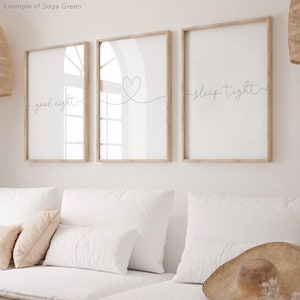 Good Night Sleep Tight Heart Prints, Set of 3, Bedroom Prints, Sleep ...