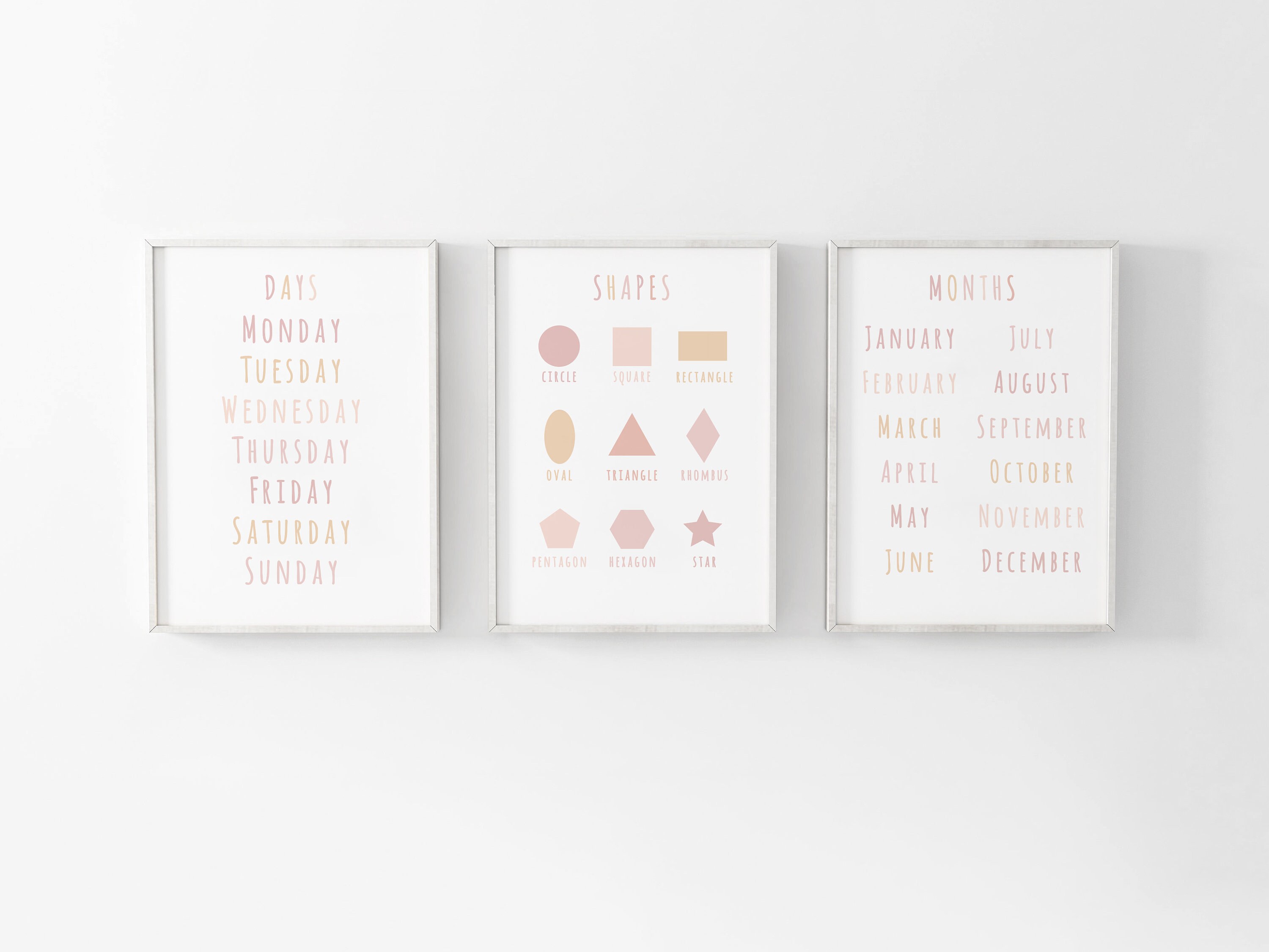 Neutral Rainbow Alphabet Prints Set of 6 Personalised Name - Etsy UK