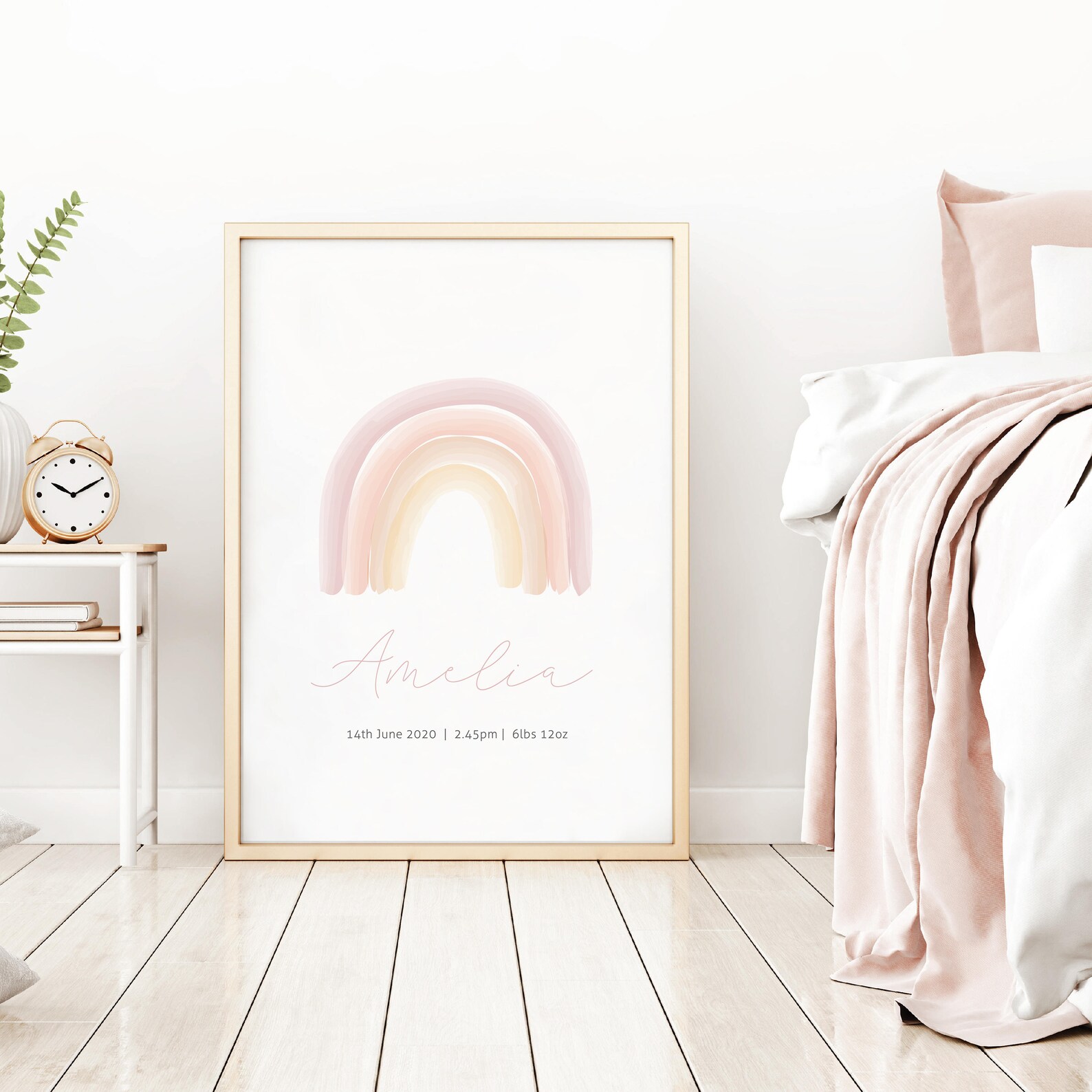 Personalised Name Pink Rainbow Print, Baby Girl, Nursery Prints, Girls ...