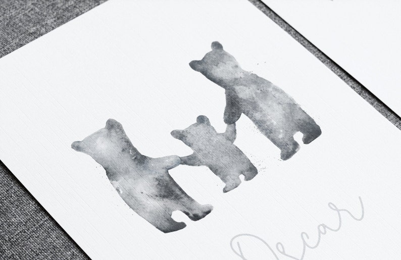 Personalised Baby Bear Family Watercolour Print, Personalise Name ...