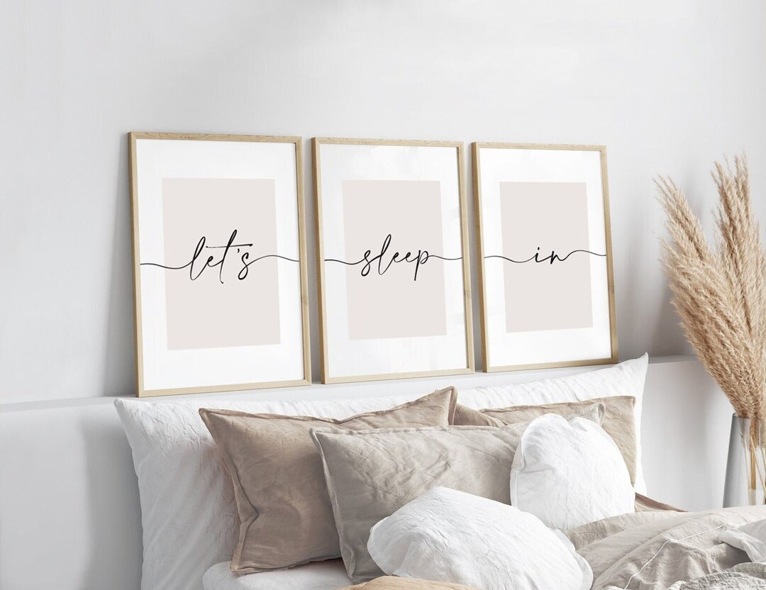 Lets Sleep in Prints, Set of 3, Bedroom Print, Home Prints, Love Print ...