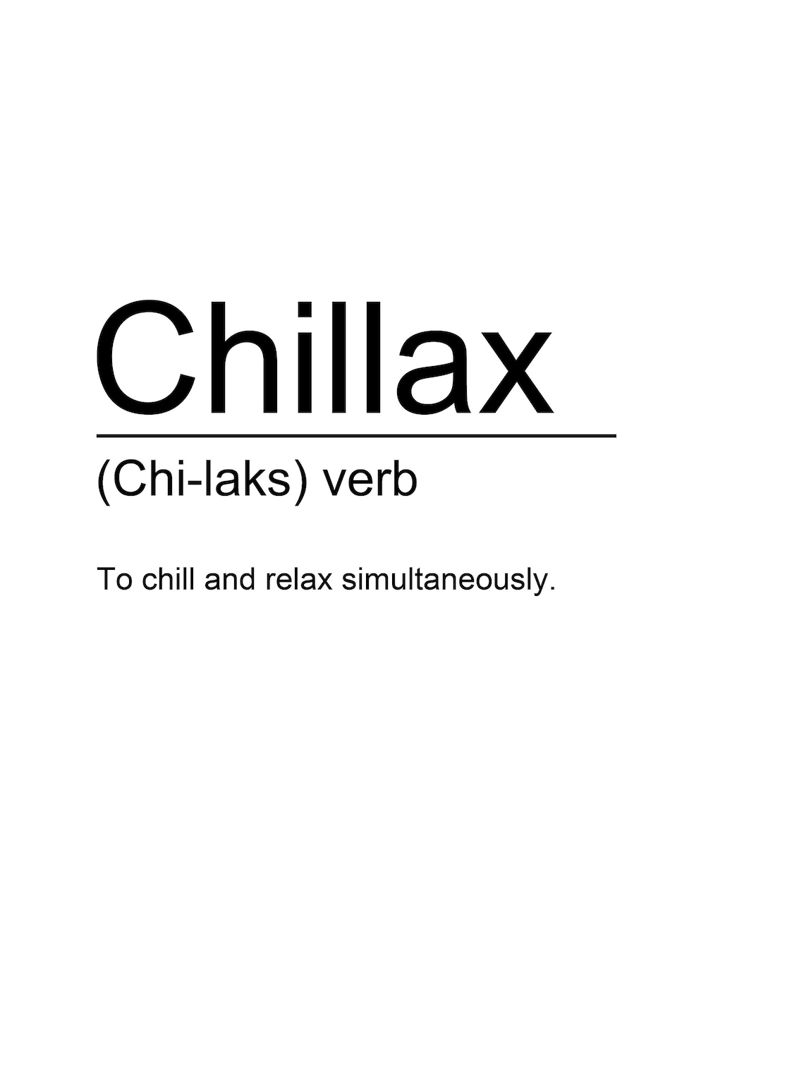 Chillax Definition Quote Digital Download Wall art | Etsy
