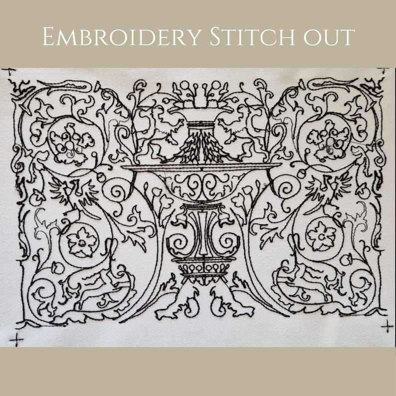 Wide Tudor Machine Embroidery Design. Continuous Border Design ...