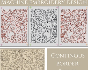 Tudor Machine Embroidery Design. Continuous Border Design. Medieval ...