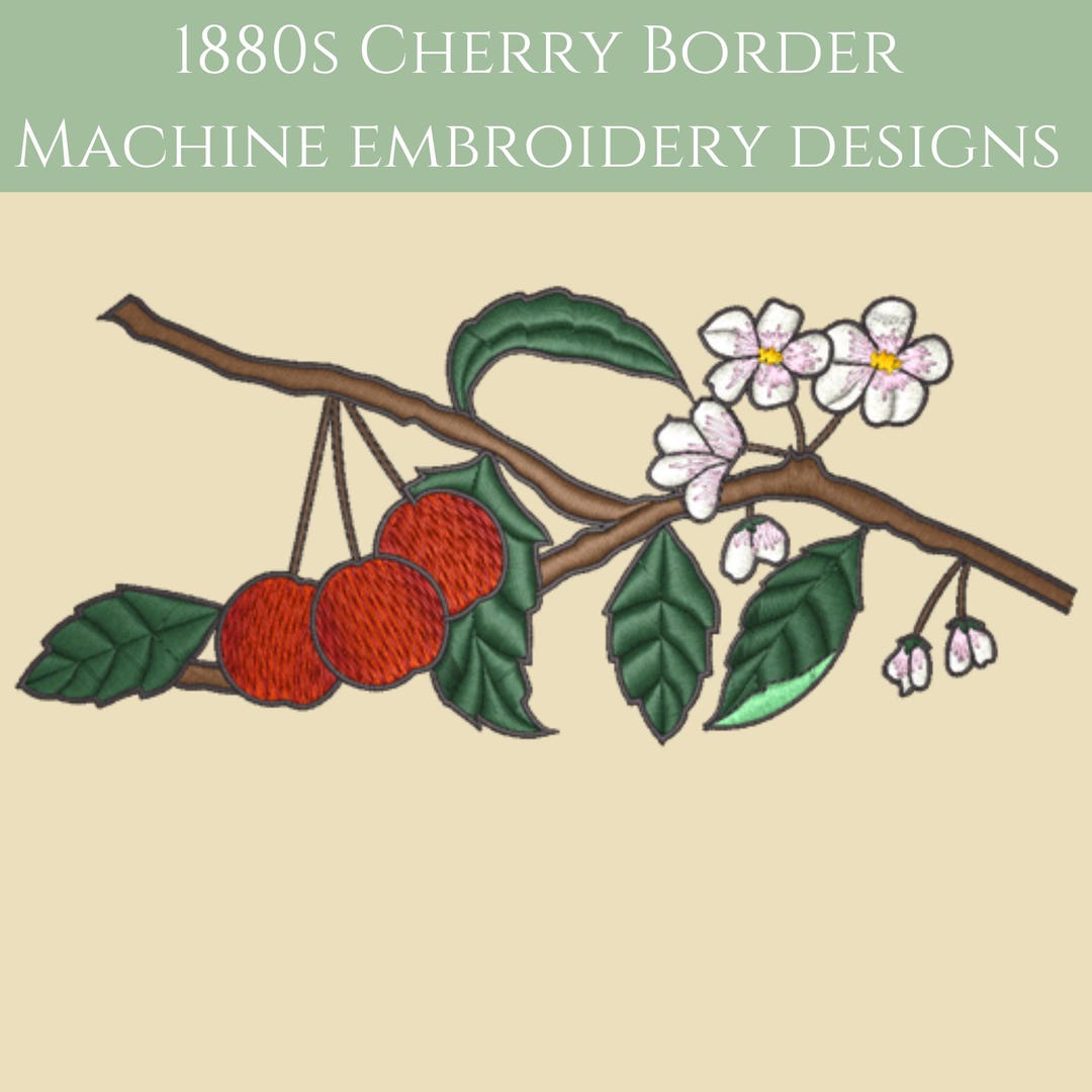 Cherry Border Design From 1880s. Machine Embroidery Design. Continuous ...