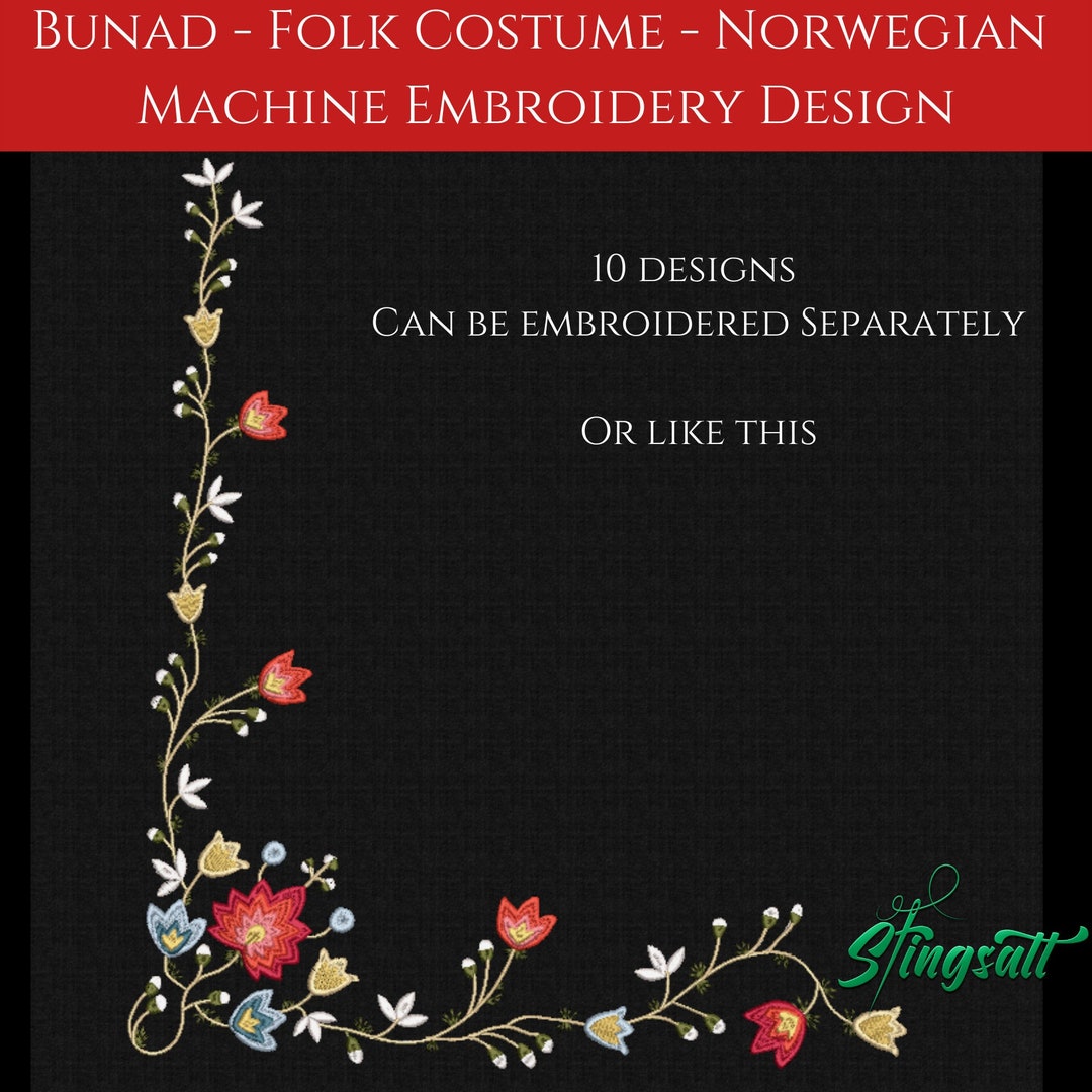 Bunad Embroidery Design Folk Costume From Norway and Scandinavia 18th ...