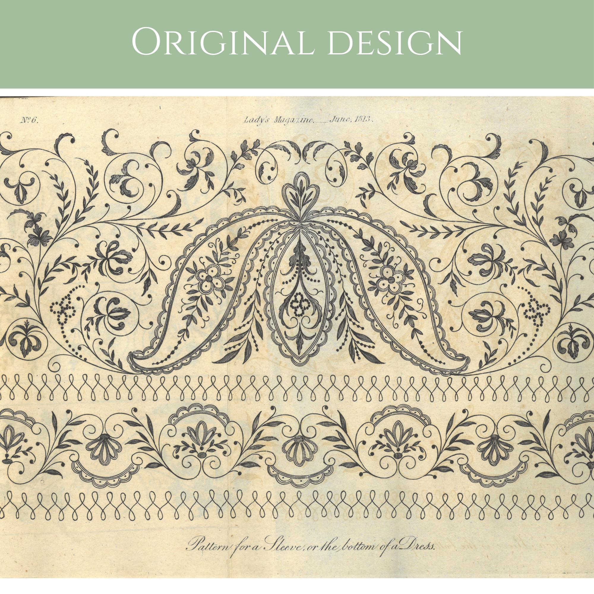 Regency Machine Embroidery Design. Continuous Border Designs. 19th ...