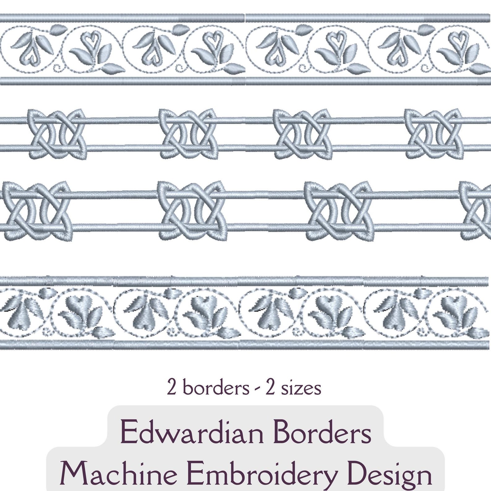 2 Edwardian Borders. Machine Embroidery Design. Continuous Border ...